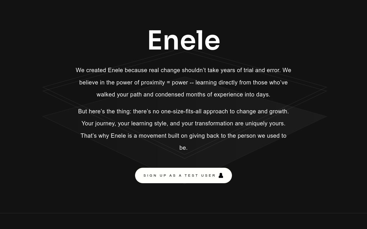 Enele Test User Landing Page